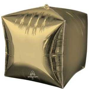 15" White Gold Cubez - Air Fill | Elegant Metallic Cube Balloon ...